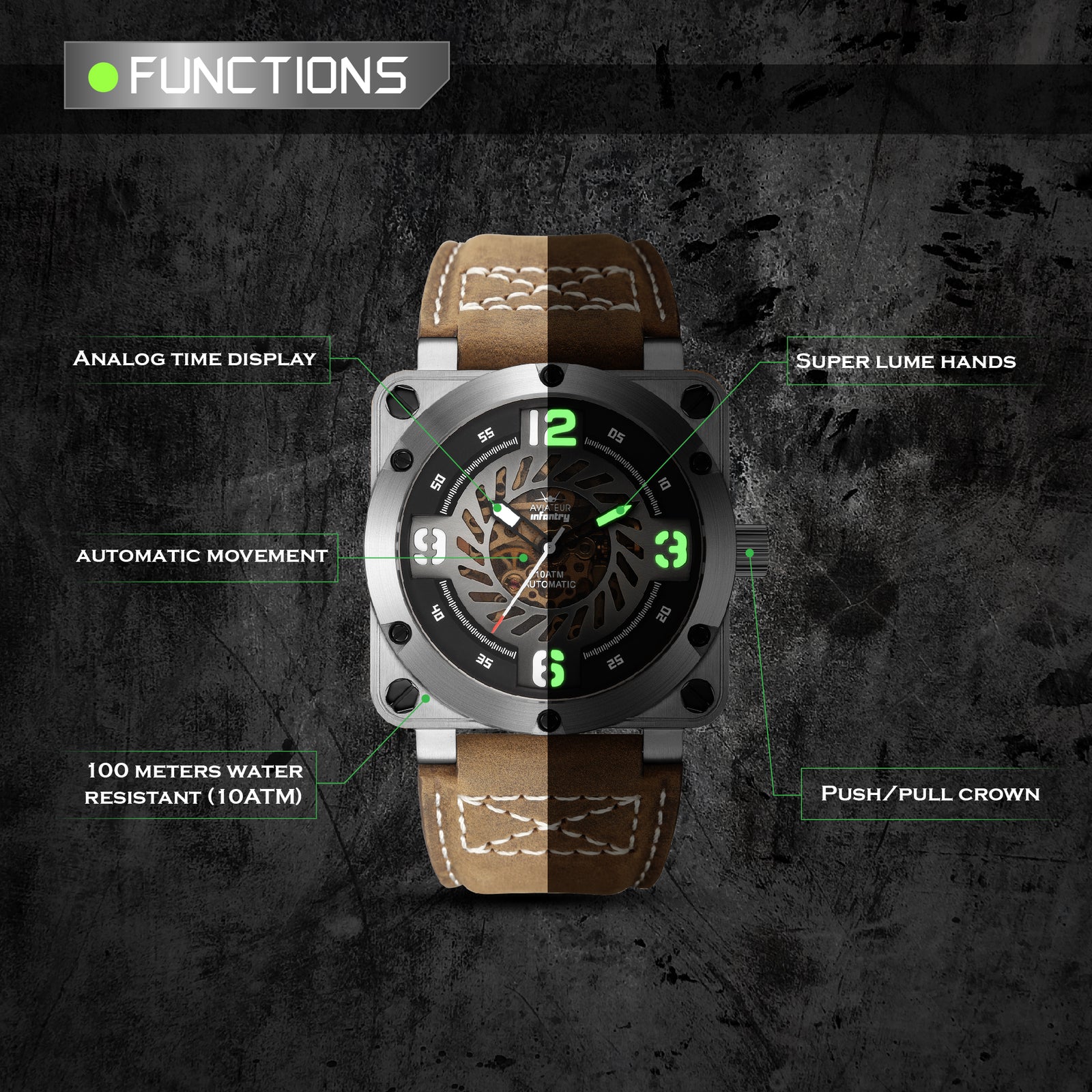 AVIATEUR - The Falcon | Square Watch Automatic | infantry®