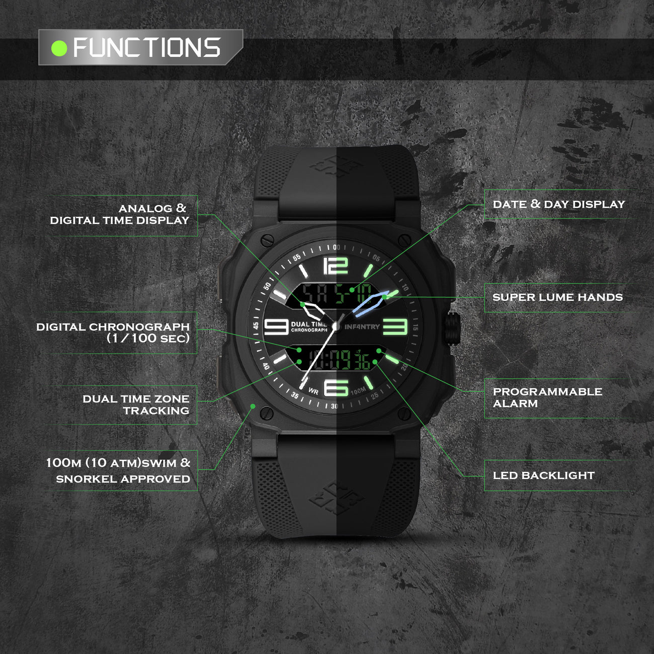 REVOLUTION - DualTech Pro | Analog Digital Military Watch | Infantry®